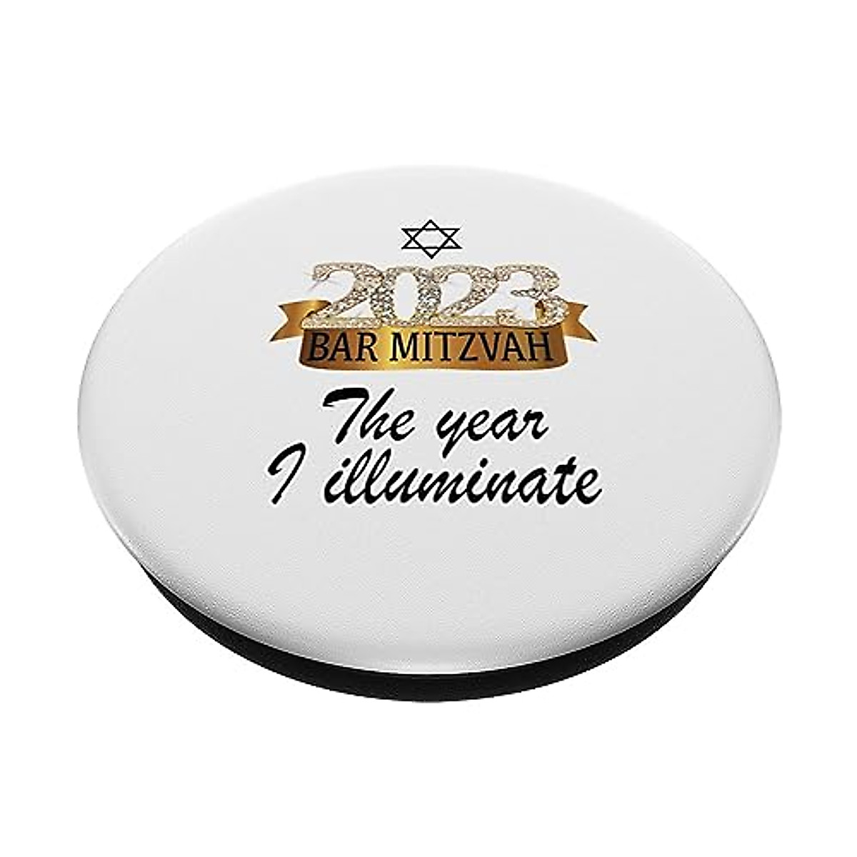 2023 Bar Mitzvah Quote Festive White Yellow Decor PopSockets Standard PopGrip