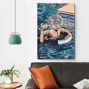 Posters For Room Funky Wall Decor Cocktail Wall Art Summer Pool Party Unique Decoration Blue Funny B Poster Art Decor Painting Aesthetic Wall Art Canvas for Bedroom Decor 12x18inch(30x45cm) Style
