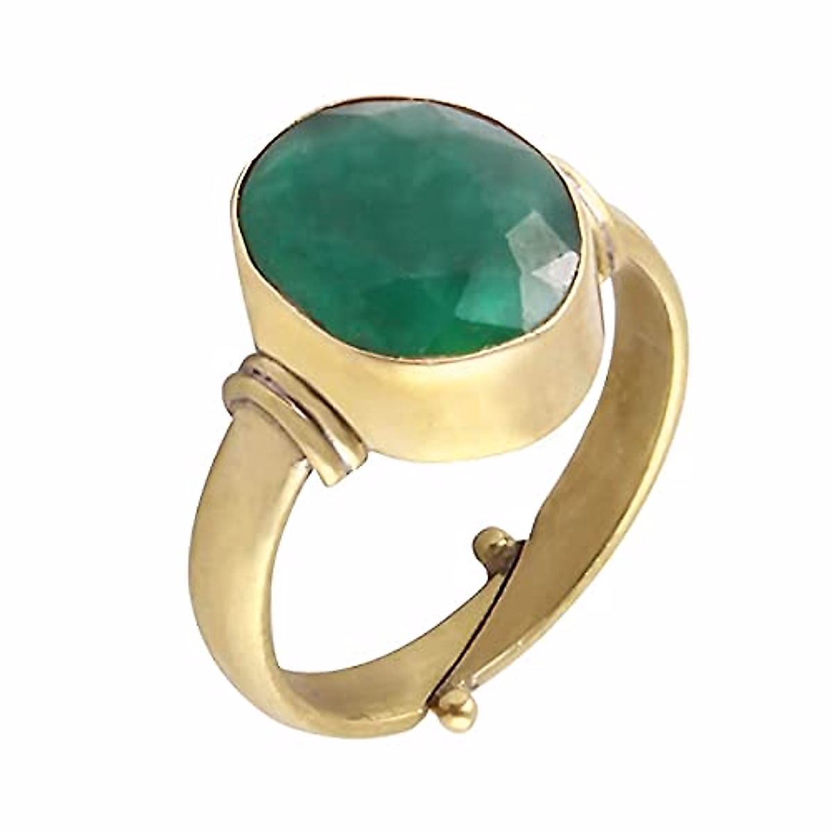 GEM EMPORIUM Green Emerald Gemstone Ring For Women And Men Handmade Natural Certifed 6.50 Carat Green Emerald Panchadattu Gold Plated Ring For Men And Women By GEM EMPORIUM., 555y53y13