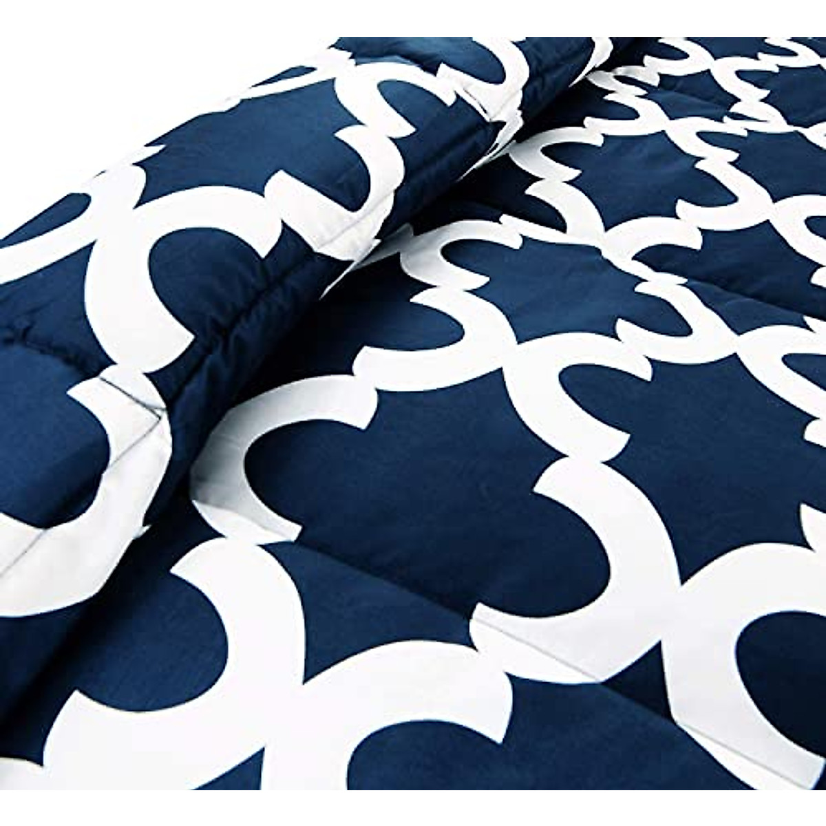 Utopia Bedding - Comforter Bedding Set with 1 Pillow Sham - 2 Pieces Bedding Comforter Sets - Down Alternative Comforter - Soft and Comfortable - Machine Washable, Quatrefoil Navy, Twin