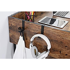 JJS 48" Home Office Computer Laptop Desk with Drawers, Modern Wooden Compact Study Writing Desk with Privacy Panel and Storage for Small Space, Rustic Brown