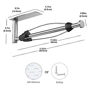 VAEHOLD Self Adhesive Paper Towel Holder Under Cabinet Mount, Wall Mounted Paper Towel Roll Holder with Damping Effect for Kitchen, Bathroom, Wall - SUS304 Stainless Steel (Brushed Silver)