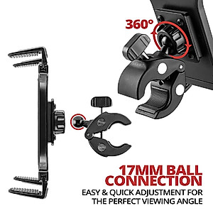 Tackform Universal Tablet Holder Compatible with Stationary Bicycle, Treadmill, Elliptical, Spin Bike, Microphone Stand, and Indoor Exercise Equipment - Compatible All Tablets Including iPad