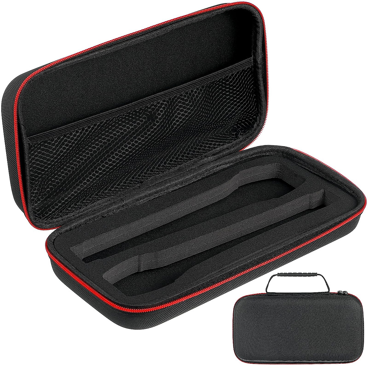 Vaguelly Wireless Microphone Case: Hard EVA Case for Handheld Microphone Dual Mic Bag Microphone Hard Carrying Travel Case, Black,Red, 30x15cm
