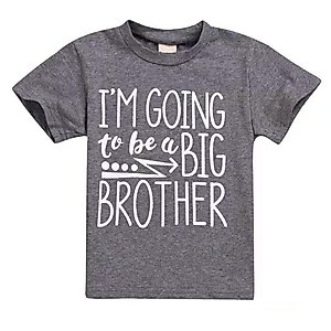 Toddler Kids Baby Boy Tee I'm Going to Be A Big Brother T-Shirt Short Sleeve Tops (Gray, 2-3T)