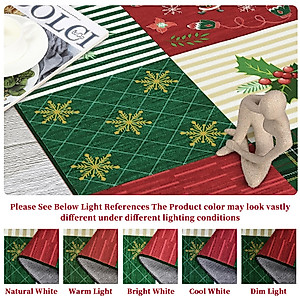 RUGSREAL Christmas Rug 4x6 Washable Bedroom Rug Holiday Decor Non Slip Throw Rug Soft Carpet Stain Resistant Accent Rug Holiday Decoration for Home Decor, Red/Green