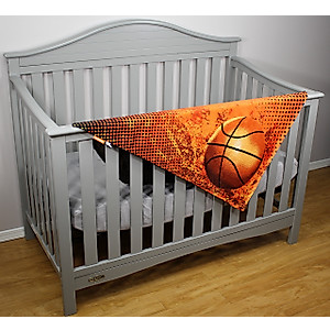 Dear Baby Gear Deluxe Baby Blankets, Custom Minky Print Basketball, 38 Inches by 29 Inches