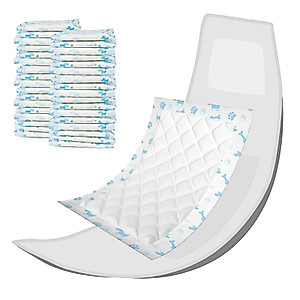 Pet Soft Disposable Dog Diaper Liners Booster Pads - Fit for Most Washable Dog Diapers & Dog Belly Bands Wraps, Ultra Absorbent for Marking, Incontinence, Female in Heat (Blue,M-50)