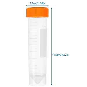 iplusmile Centrifuge Tubes Plastic Vial, 50ml Polypropylene Centrifuge Tube Flat-Bottom Tube Containers with Screw Cap for Laboratory Lab School Educational, 50pcs