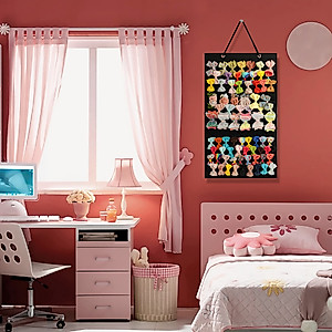 Bow Holder For Baby Girls, Newborn Hair Bows Holder, Hanging Hair Clips Storage Organizer, Hair Clips Storage Hanger Display Stand For Girl Room (Black)