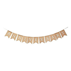 Mandala Crafts Happy Anniversary Banner Burlap Garland - Happy Wedding Anniversary Banner - Happy Anniversary Decorations for Party