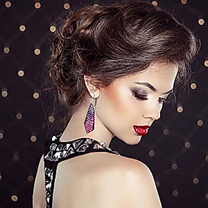 6 Pairs Sequin Dangle Earrings Mesh Grid Tassel Drop Earrings Colorful Sequin Earrings for Women (Extra Large, Simple Style)