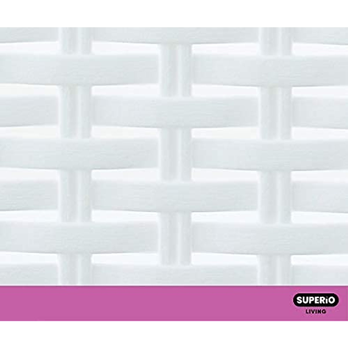 Superio Woven Plastic Storage Basket Box with Handles- Wicker Home Organizer Shelf Bins for Closet- Use for Socks, Jeans, Undershirts, Belts, Accessories (9 Quart, White)