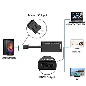 MHL Micro USB to HDMI Cable Adapter, MHL 5pin Phone to HDMI 1080P 4K Video Graphic for Samsung Galaxy/LG/Huawei ect. Android Smart Phones That with MHL Function