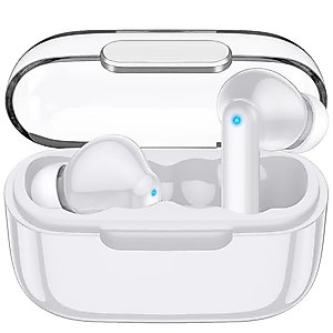 kurdene P3 Wireless Earbuds Bluetooth 5.3 Headphones, Deep Bass Stereo with Microphone Earphones in-Ear, Immersive Premium Sound Ear Buds for iPhone, Android-Clear