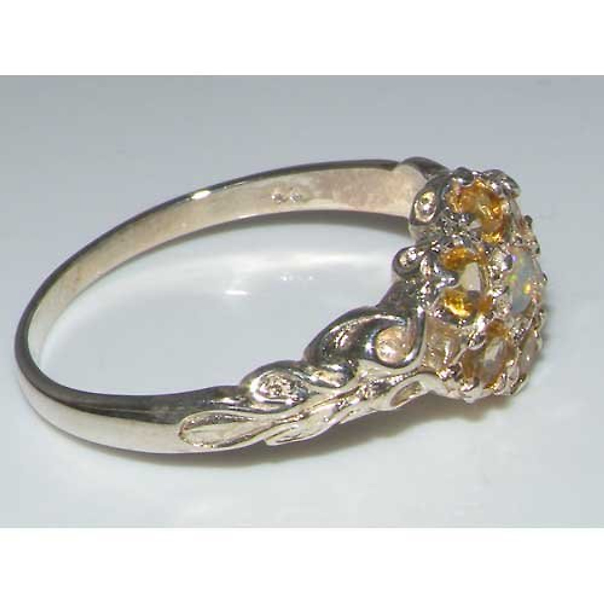 LetsBuyGold 925 Sterling Silver Real Genuine Opal and Citrine Womens Promise Ring - Size 9