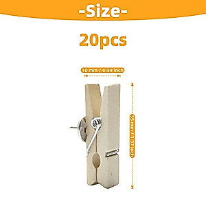NUTJAM 20Pack Mini Clothespins, Mini Clothes Pins, Wooden Small Clothes Clips for Photos, Clothesline, Bag, Crafts, Art Wall, Pictures