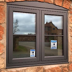 Psyfer® (Fade-Free) 7 Pack - Security Camera Stickers (SMALL) Audio & Video Monitoring Notice [Made in USA]