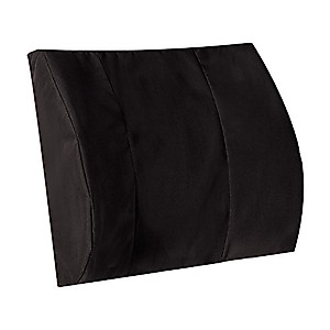 DMI Memory Foam Lumbar Pillow Support Pillow Back Support Chair Cushion with Strap for Better Posture and Easing Back Pain, Black