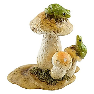 Top Collection Miniature Fairy Garden and Terrarium Mini Frogs on Mushrooms Statue