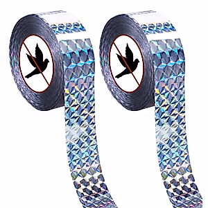 2 * 300 Foot Bird Scare Tape, Bird Ribbon Bird Reflective Flash Tape Woodpecker Deterrent Bird Scare Ribbon Repellent Keep Birds Away Outdoor