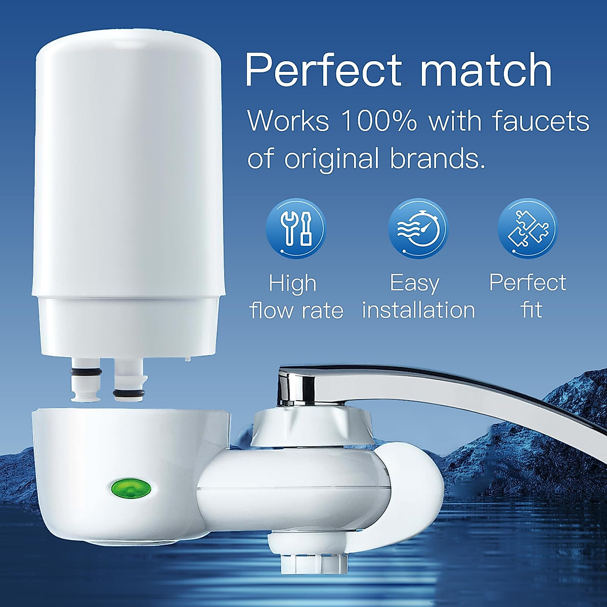 FACHIOO Faucet Filter Replacement, Replacement for Brita® Faucet Filter, Brita® 36311 On Tap Water Filtration System, Brita® FR-200, FF-100 Replacement Filter, White (Pack of 2)