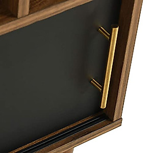 Cube Bookshelf 3 Tier Mid-Century Modern Bookcase with Doors & Legs, Retro Wood Storage Organizer Shelf, Free Standing Open Book Shelves Rustic Brown Display Bookcases for Bedroom, Living Room, Office