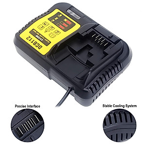 Elefly 12V-20V Battery Charger DCB112 Compatible with 12V 20V/60V MAX Lithium Battery DCB206 DCB204 DCB609 DCB606 DCB120 DCB124, Replacement for 20V Charger DCB115 DCB118 DCB102 DCB107