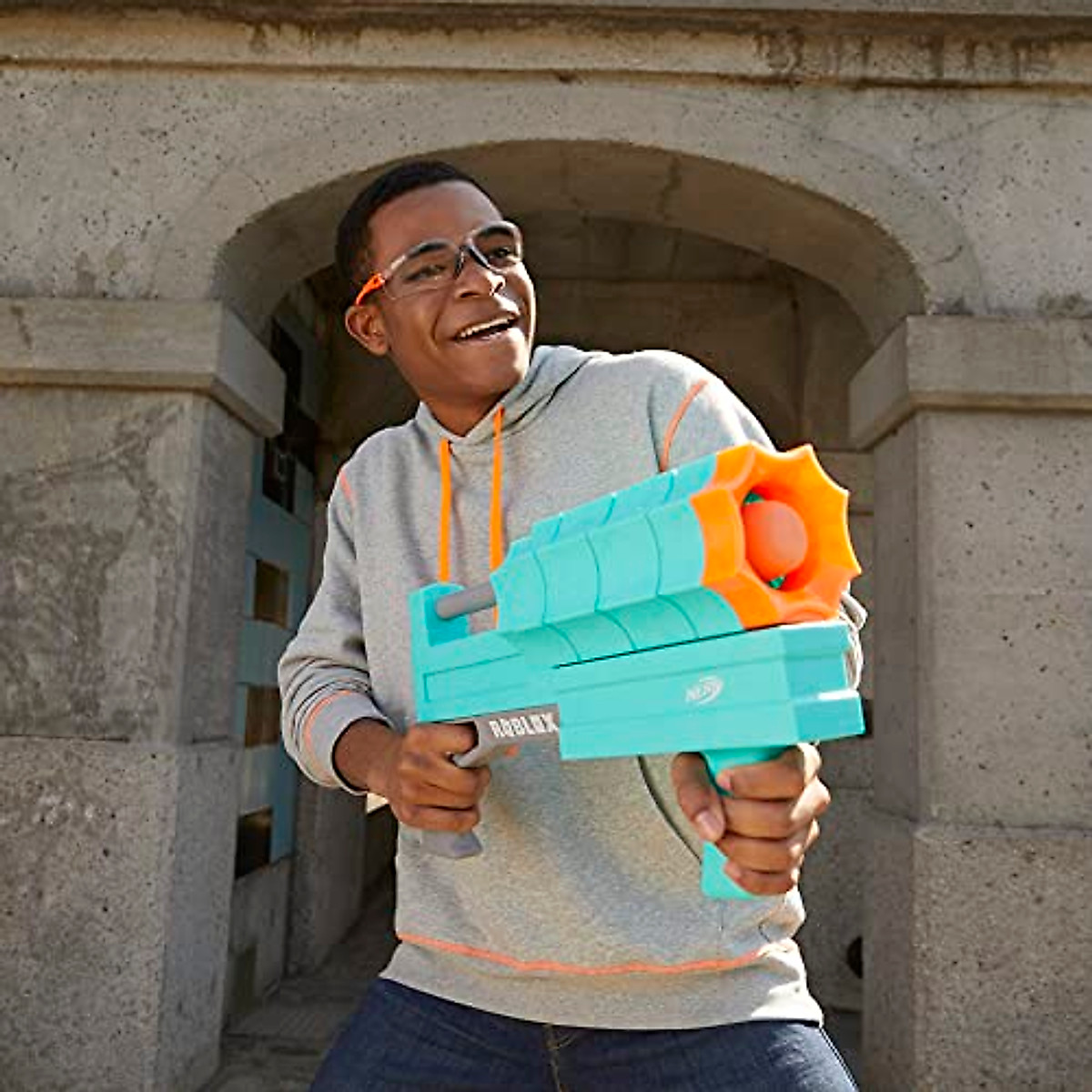 NERF Roblox Sharkbite: Web Launcher Rocker Blaster, Includes Code to Redeem Exclusive Virtual Item, 2 Rockets, Pump Action