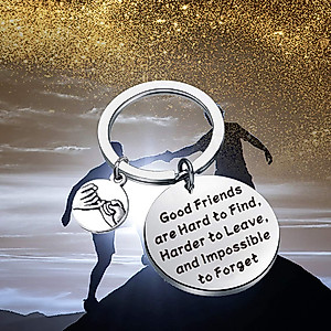 FEELMEM Going Away Gift Friendship Keychain Best Friend Gift Good Friends Are Hard to Find Harder To Leave Impossible To Forget Keychain Long Distance Relationship Gifts BFF Jewelry (silver)