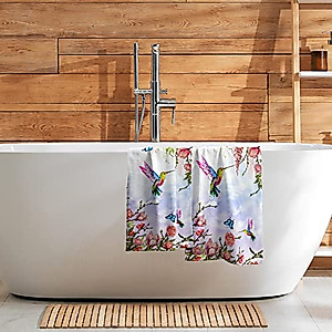 Pink Floral Hand Towels Set of 2 Hummingbird Butterfly Soft Absorbent Guest Bath Towel Kitchen Dish Towel Spa Home Bathroom Decorations