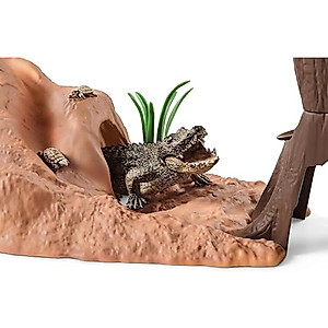 Schleich Wild Safari Ranger Adventure Station Wildlife Action Playset - Safari Animals Tree Toys Playset with Alligator, Panther, Safari Base, Guide Figurine, and More, Gift for Boys and Girls Ages 3+