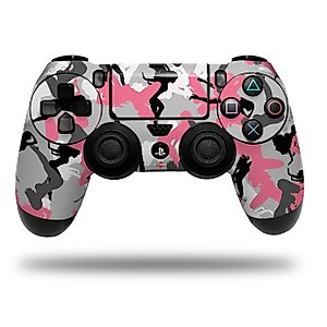 WraptorSkinz Skin Compatible with Sony PS4 Dualshock Controller PlayStation 4 Original Slim and Pro Sexy Girl Silhouette Camo Pink (Controller NOT Included)