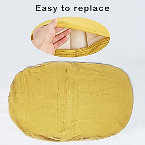 Muslin Baby Lounger Cover 4 Pcs, Soft Cotton Slipcover for Infant Padded Lounger Comfortable Lounger Pillow Case Newborn Floor Seat Cover for Babies Boys Girls (Pink & Gray & Blue & Ginger)