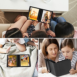 Small Photo Album 4x6 Photos Black Inner Page with Strong Elastic Band, Each Small Album Holds 64 Photos, 4x6 Mini Book Photo Pictures Album Birthday Christmas Photo Albums Wedding Anniversary (Black)