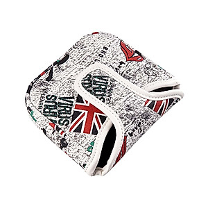 PLUSKER Golf Club Square Heel Shafted Mallet Putter Cover Magnetic Closure Red Creative UK Flag Pattern Putters Headcover