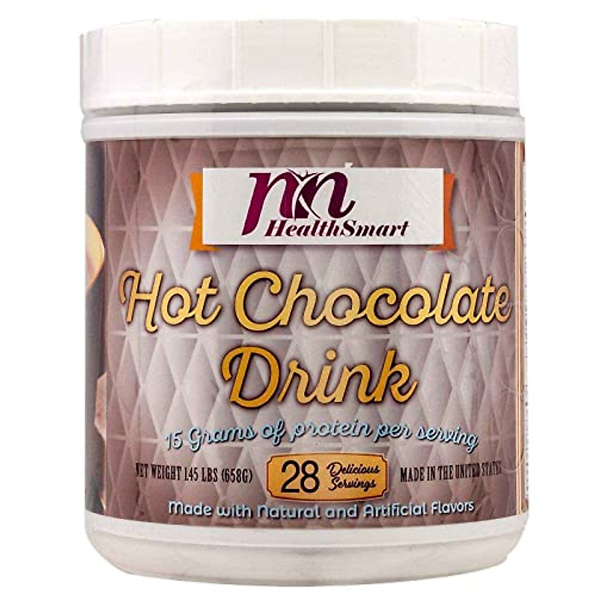 HealthSmart High Protein Hot Chocolate Drink Mix | Low Carb & Low-Calorie Hot Chocolate - Low Sugar & Low Fat, Aspartame Free, Keto Friendly | Instant Diet Cocoa, 28 Serving Canister