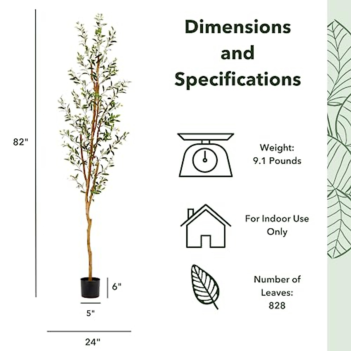 Nearly Natural 82” Olive Artificial Silk Trees Green