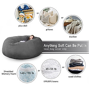 HOWSEESNOW 6FT Giant Bean Bag Chair Cover - Soft Fluffy Dutch Velvet Bean Bag Bed (No Filling, Cover Only), Comfy 6FT Bean Bag Cover, Oversized Lazy Sofa Cover