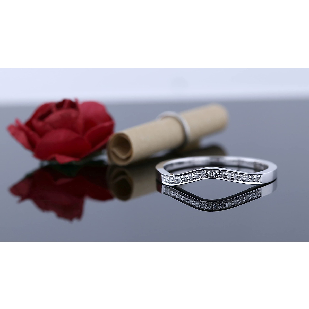 Dazzlingrock Collection Round White Diamond Enhancer Guard Curved Stackable Wedding Band for Women (0.10 ctw) in 925 Sterling Silver Size 7