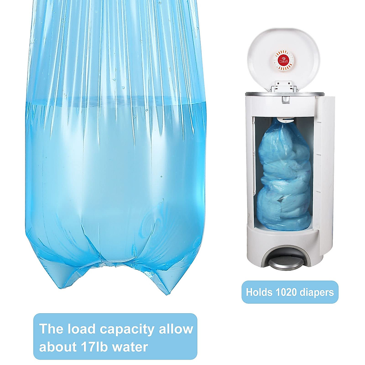 Diaper Pail Refill Bags,Fully Compatible with Arm&Hammer Disposal System Seal and Toss Diaper Pail Refills,Holds up to 1020 Diapers 34 Pack (Lavender)