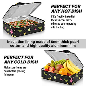 NFMILI Casserole Carrier for Hot and Cold Color Butterfly Silhouette Print, Insulated Food Delivery Bag Reusable Warmer Carrier Bag with Inner Pocket Aesthetic Print 15.75×11.81×3.94 inch