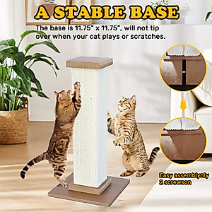 MAOHEGOU 27IN Cat Scratching Post, Nature Sisal Cat Scratch Post for Indoor Cats