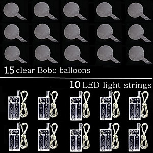 10 PACKS LED Bobo Balloons, Clear Light Up Balloons,Helium Glow Bubble Balloons with String Lights for Party Birthday Wedding Quinceanera Decorations (Cold White)