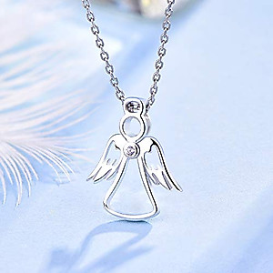 FJ Guardian Angel Necklace 925 Sterling Silver Angel Pendant Jewelry Gifts for Women