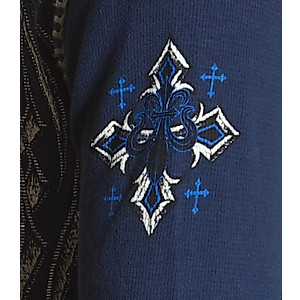 Archaic by Affliction Men's Thermal Shirt Spine Wings Navy M