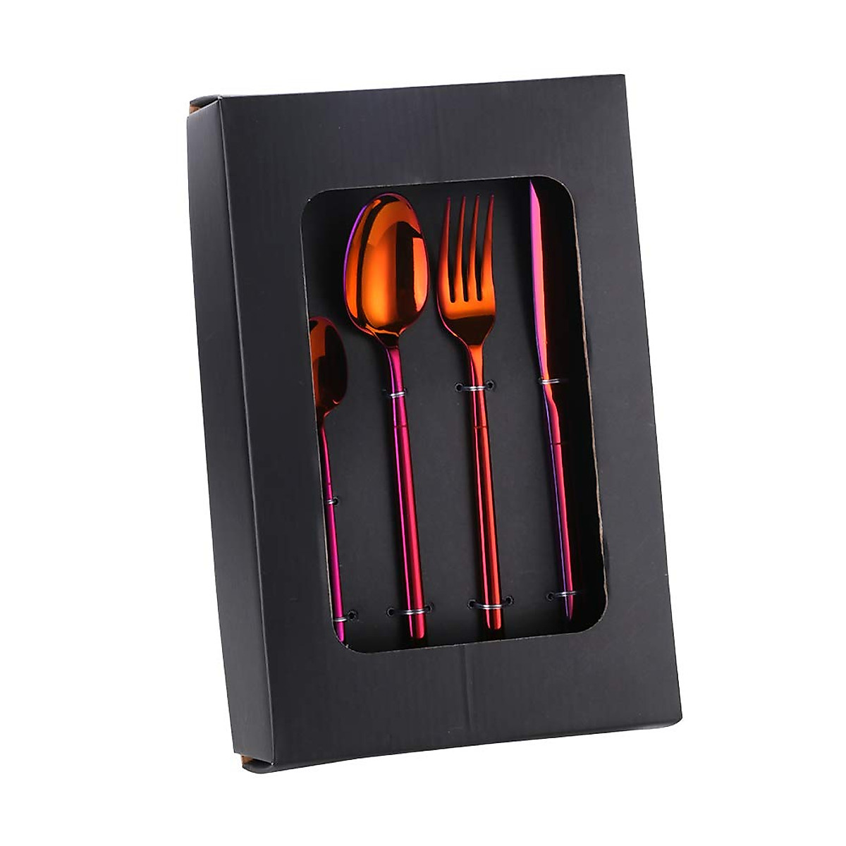 Buyer Star 20-Piece Silverware Set, Orange Flatware Cutlery Set, Stainless Steel 18/10 Utensil Forks Spoons Knives Set Service for 5 with Gift Box, Mirror Polished, Dishwasher Safe