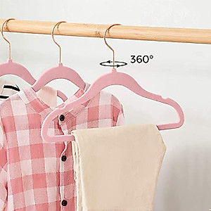 TIMMY Baby Velvet Hangers Non-Slip Baby Clothes Hangers, 11.8” Inch 50 Pack Space Saving Childrens Hangers -360° Swivel Rose Gold Hook, Strong & Durable Infant/Toddler Pink Hangers