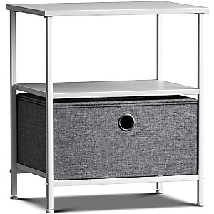 Sorbus Nightstand 1-Drawer Shelf Storage - Bedside Furniture & End Table Chest Dresser with Steel Frame, Wood Top & Easy Pull Fabric Bins for Home, Bedroom, Closets, Bathroom, Office & College Dorm