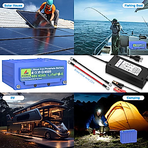 OCELL [2-3 Days Delivery 48V 40Ah LiFePO4 Lithium Deep Cycle Battery 10 Years Lifespan + 58.4V 5A Charger, 4096W Power Rechargeable Battery for Golf Cart, Club Car, Summer Off-Grid Outages, RV, Boat